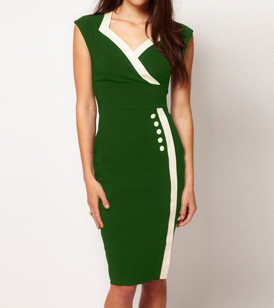 [30% OFF] Bodycon Sleeveless Spliced Color Block Dress | Rosegal