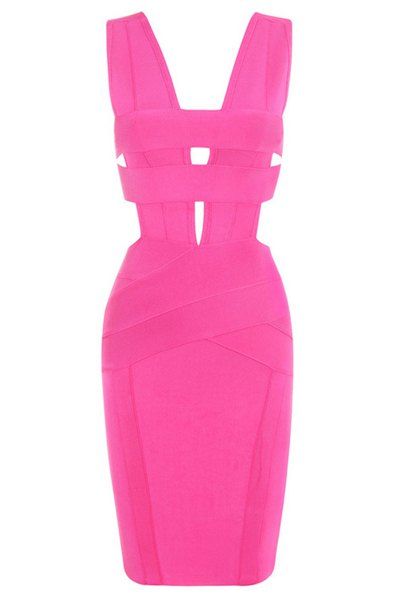 Plum S Sexy Plunging Neck Sleeveless Hollow Solid Color Bodycon Womens