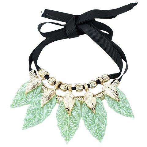 [20% OFF] Sweet Colored Leaf Sweater Chain Necklace For Women | Rosegal