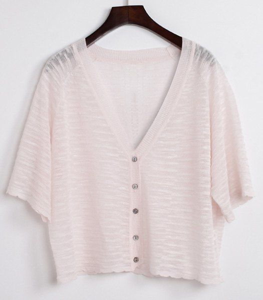 Pink One Size Fit Size Xs To M Refreshing V Neck Pure Color See