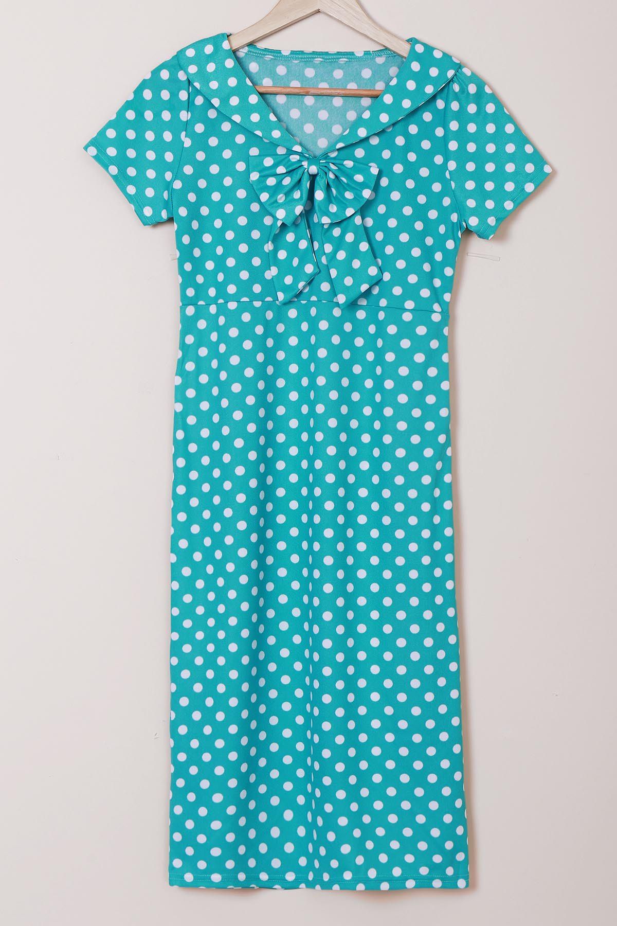 Green 2xl Short Sleeve Casual Spotted Dress | RoseGal.com