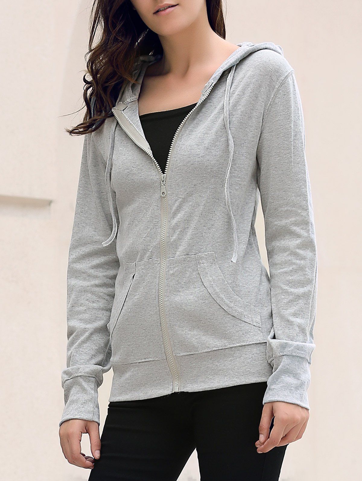 [78 Off] Stylish Hooded Long Sleeve Solid Color Skull Pattern Womens