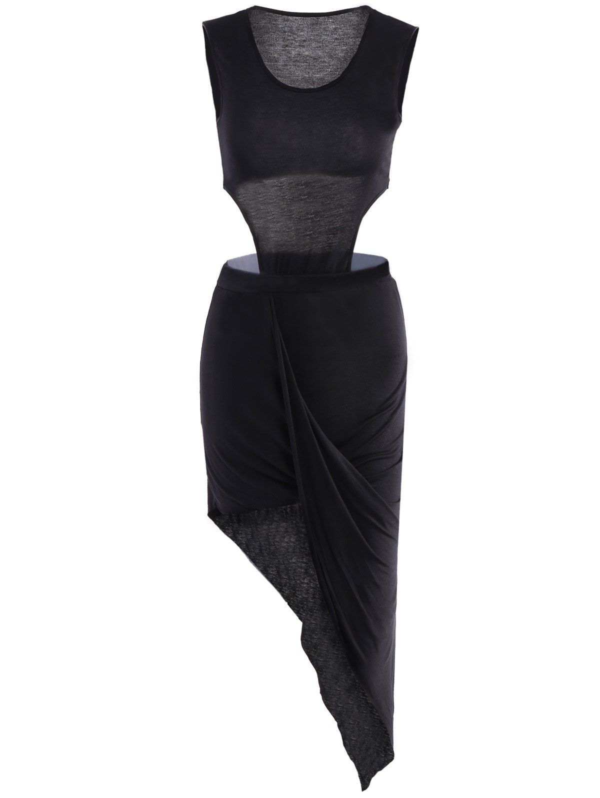[31 Off] Stylish Plunging Neck Sleeveless Solid Color Asymmetrical