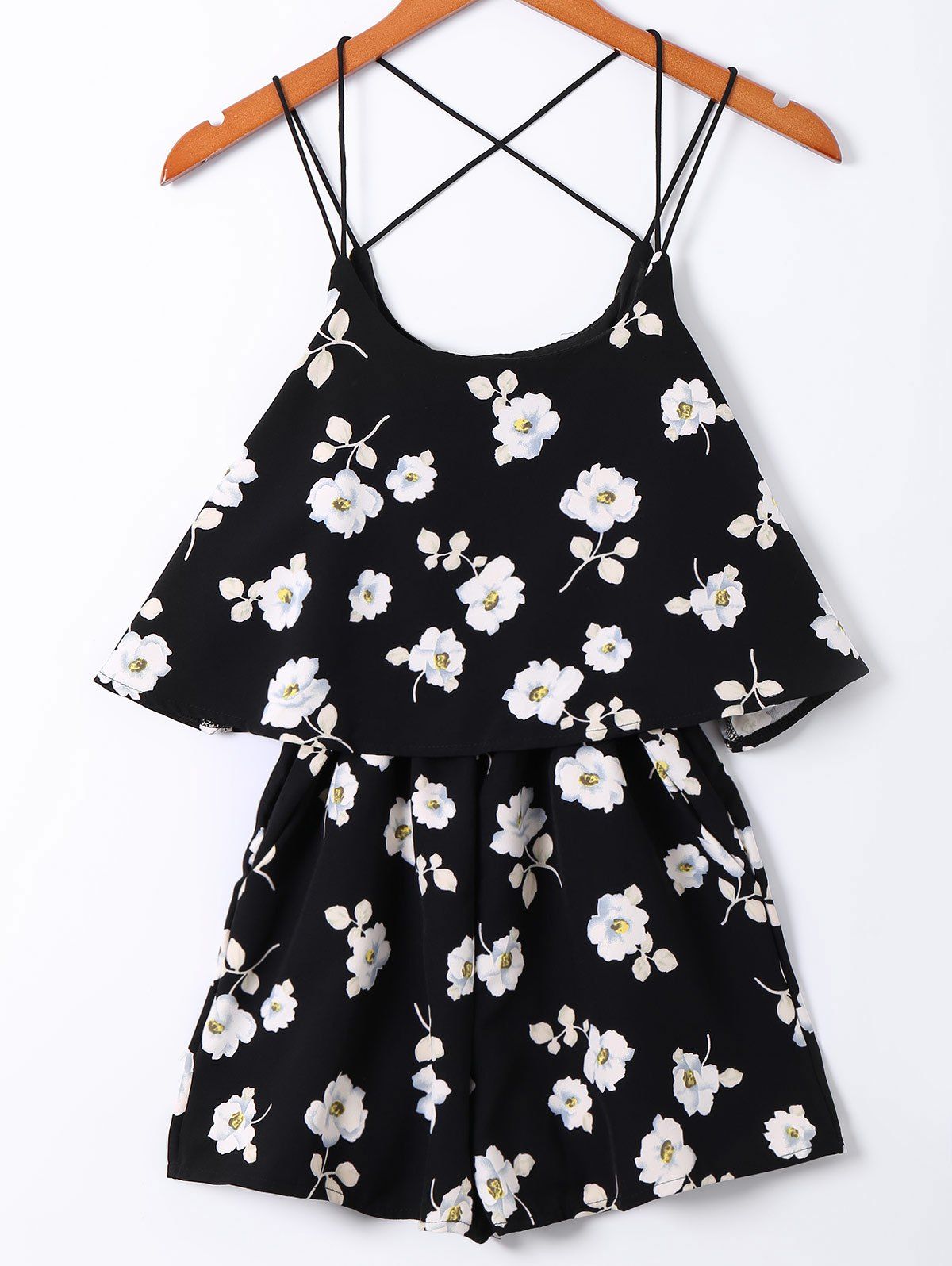 [54 Off] Fashionable Floral Print Spaghetti Strap Romper For Women