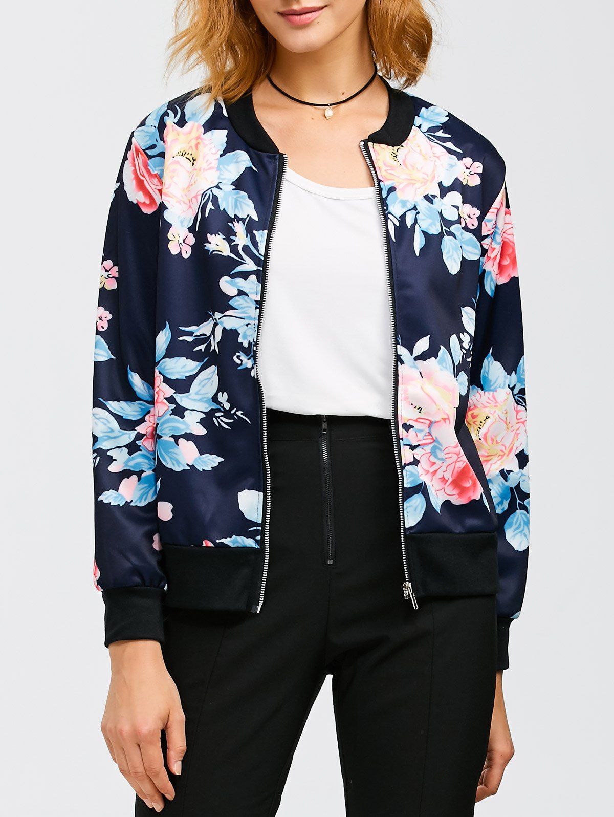 [7% OFF] Flourishing Flowers Bomber Jacket | Rosegal