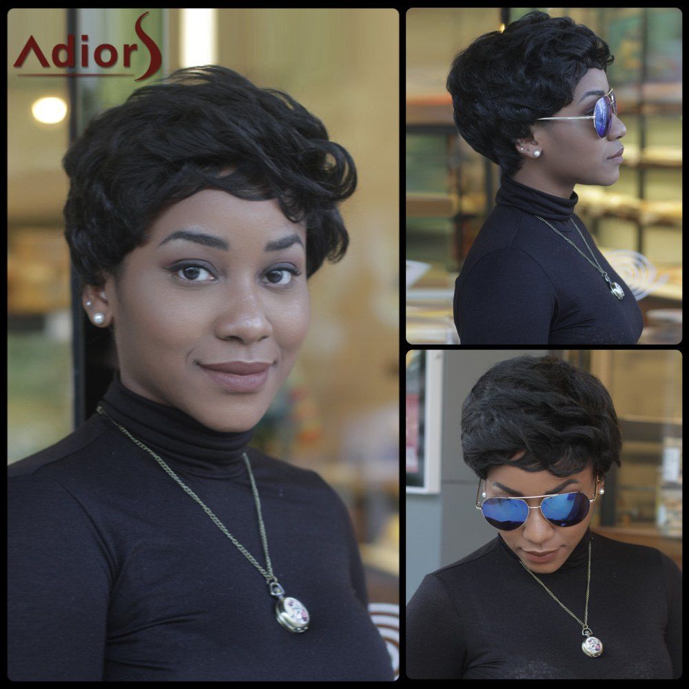 [68 Off] Pixie Cut Short Fluffy Curly Side Bang Synthetic Capless Wig