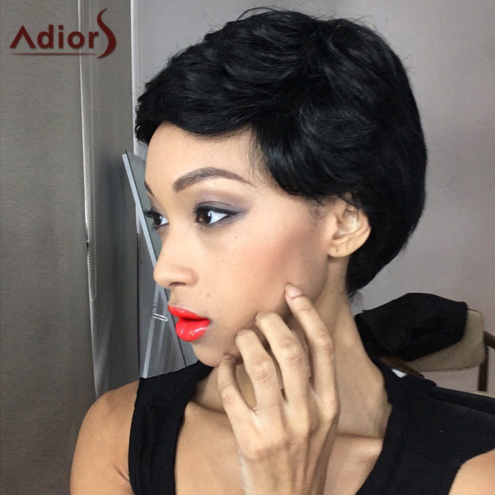 [69 Off] Ultrashort Layered Fluffy Natural Straight Adiors Synthetic