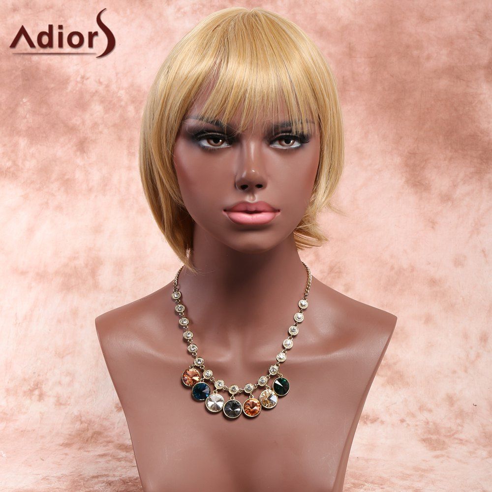 Colormix Adiors Short Side Bang Glossy Straight Bob Synthetic Wig