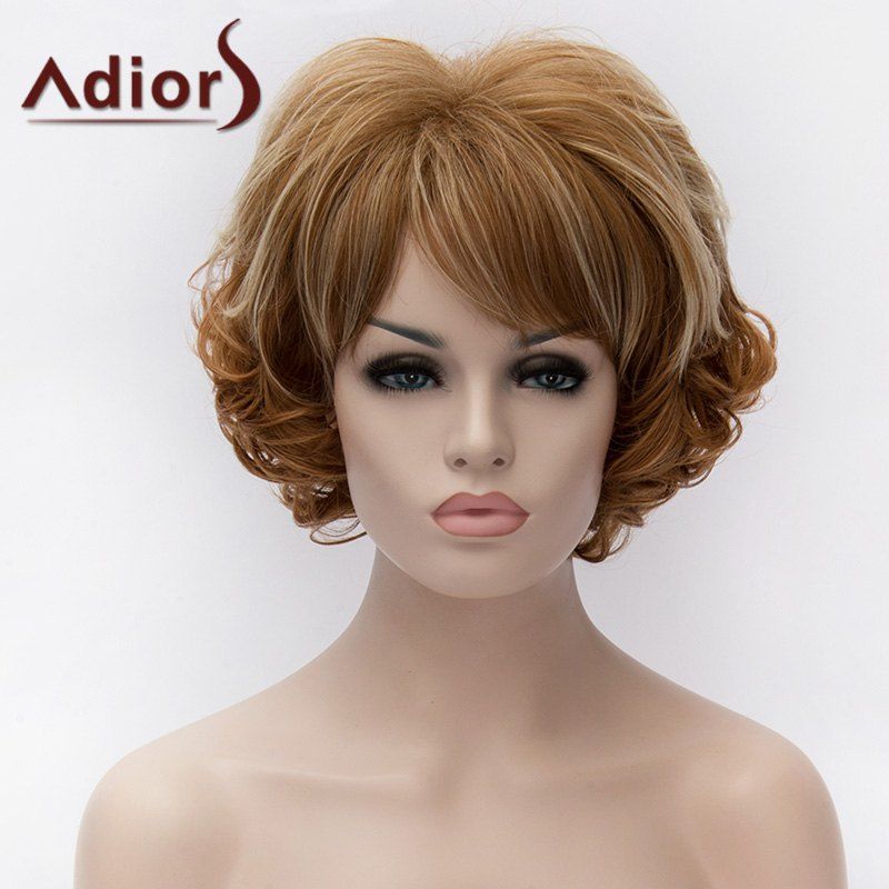 [15 Off] Adiors Short Shaggy Side Bang Curly Colormix Synthetic Wig
