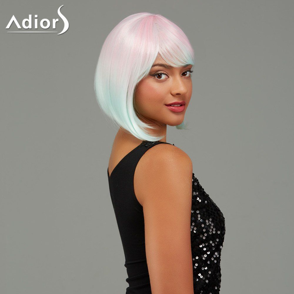 [56 Off] Adiors Short Bob Straight Gradient Side Bang Party Synthetic