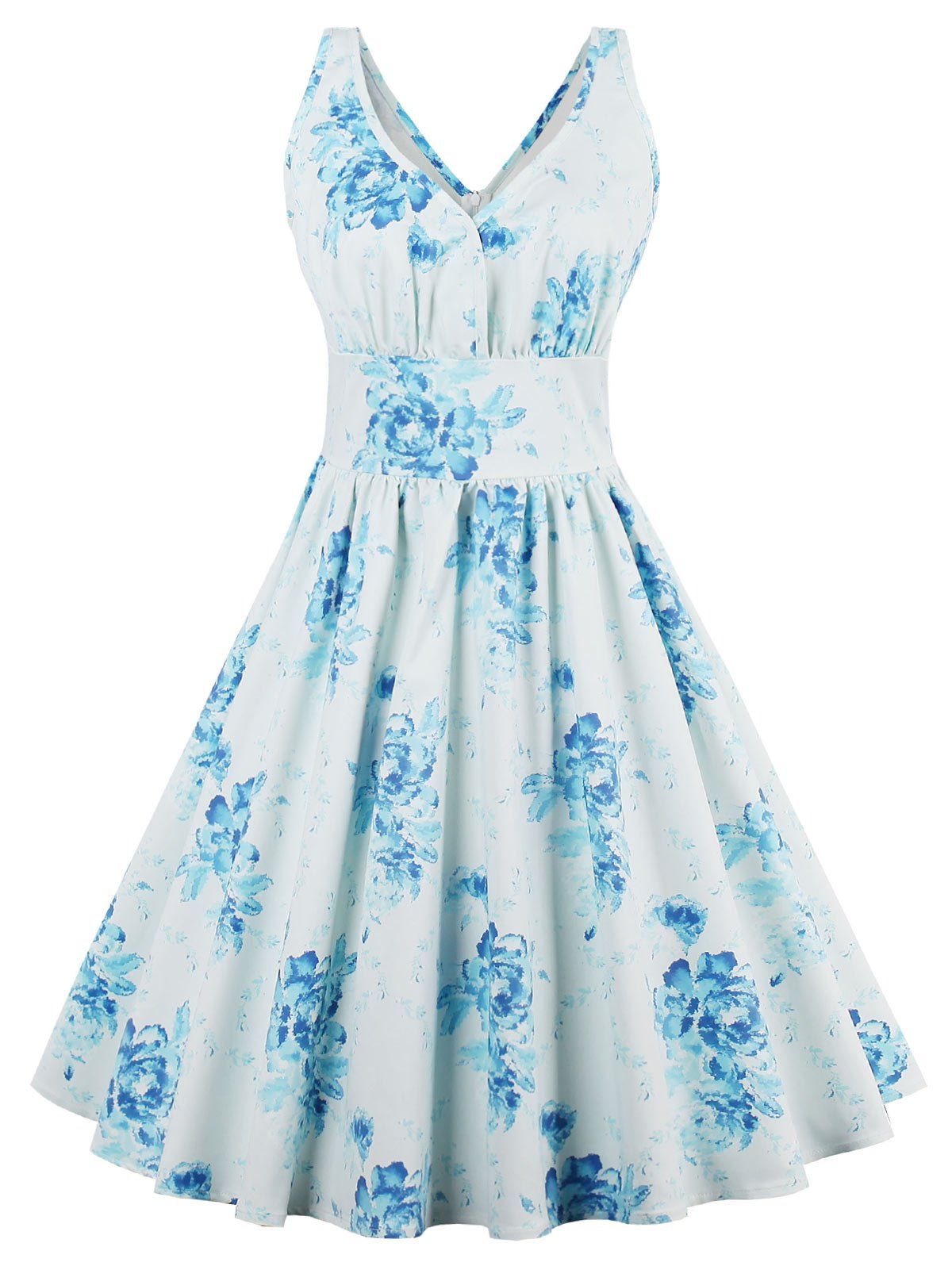 31 Off Vintage Floral Print Flare Dress Rosegal