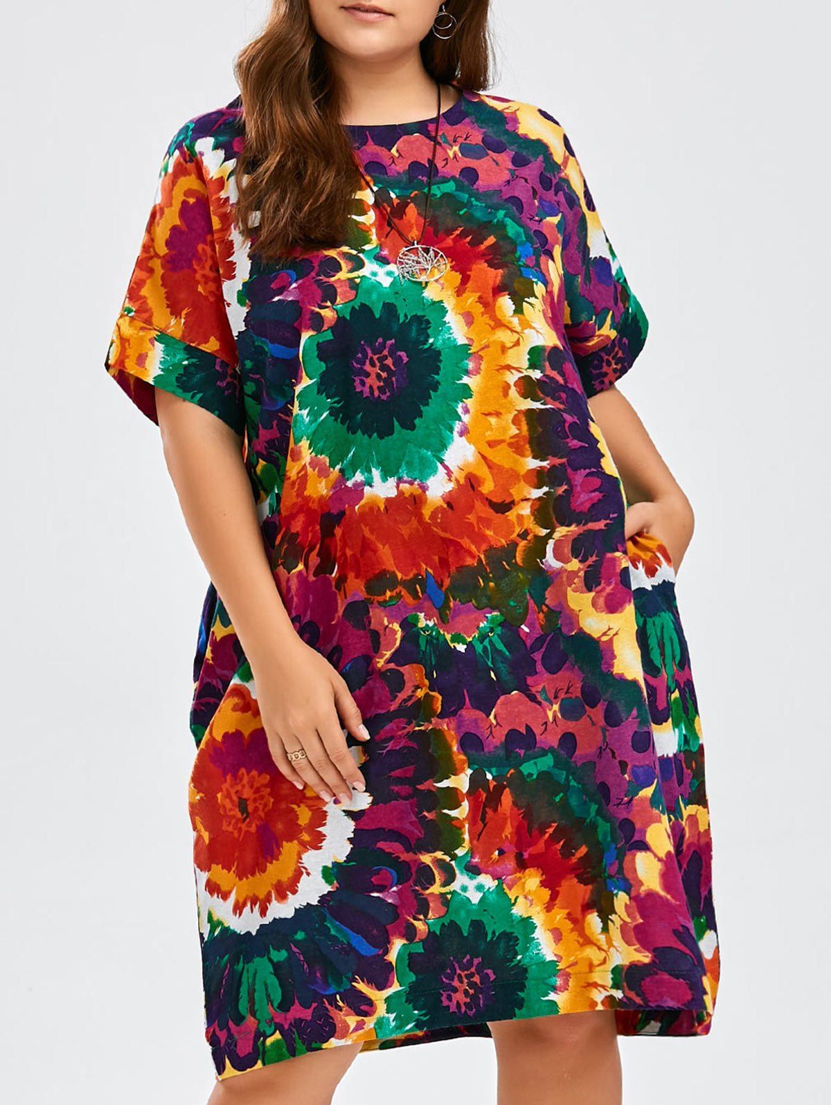 2019 Tie Dye Linen Plus Size Dress With Pockets Rosegal 2019 Tie Dye Linen Plus Size Dress With Pockets Rosegal