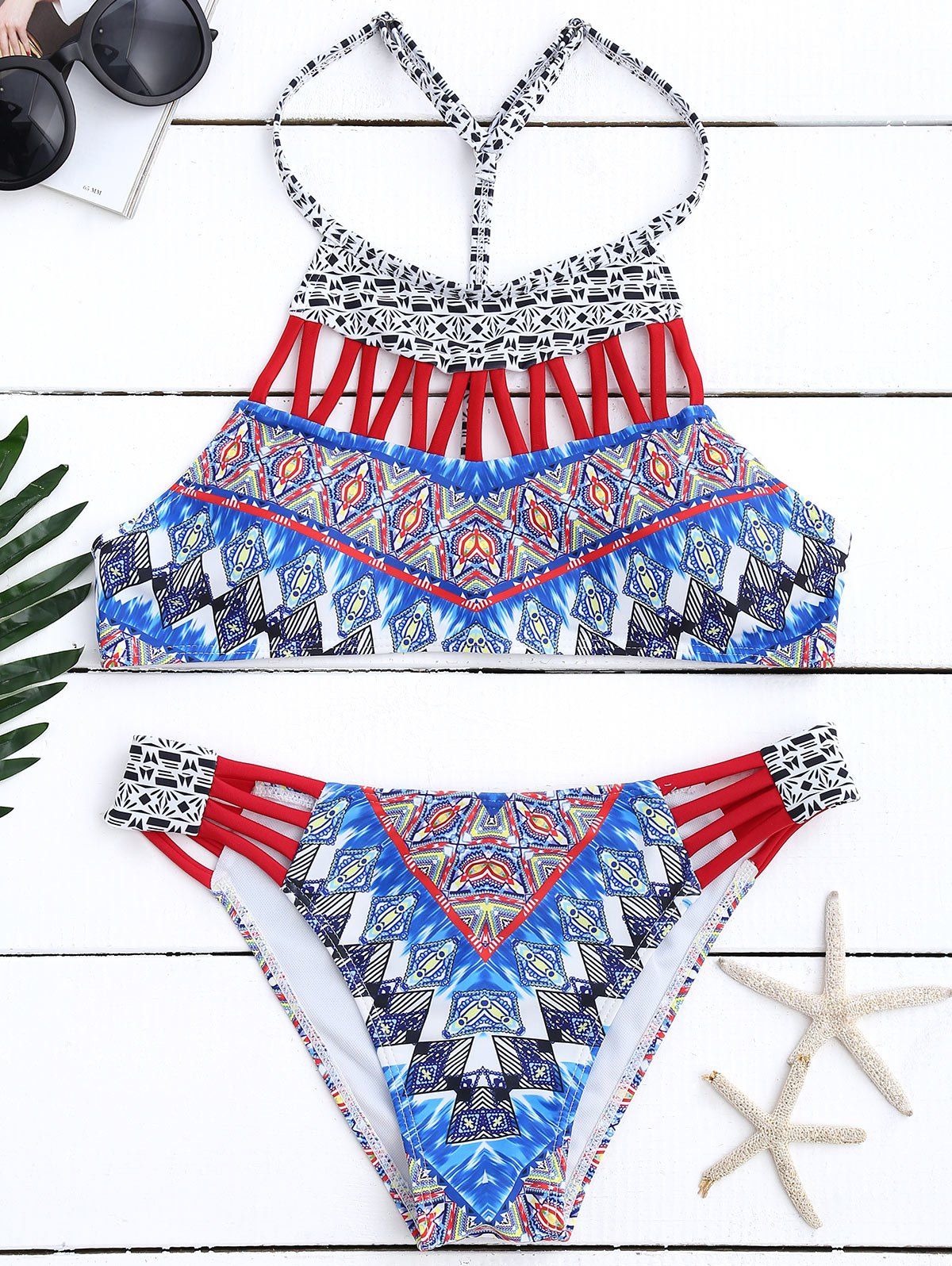 [64 Off] Tribal Print Strappy Racerback Bikini Rosegal