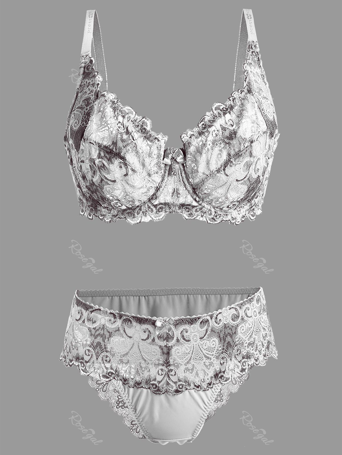 [31 Off] Plus Size Lace Underwire Bra Set Rosegal