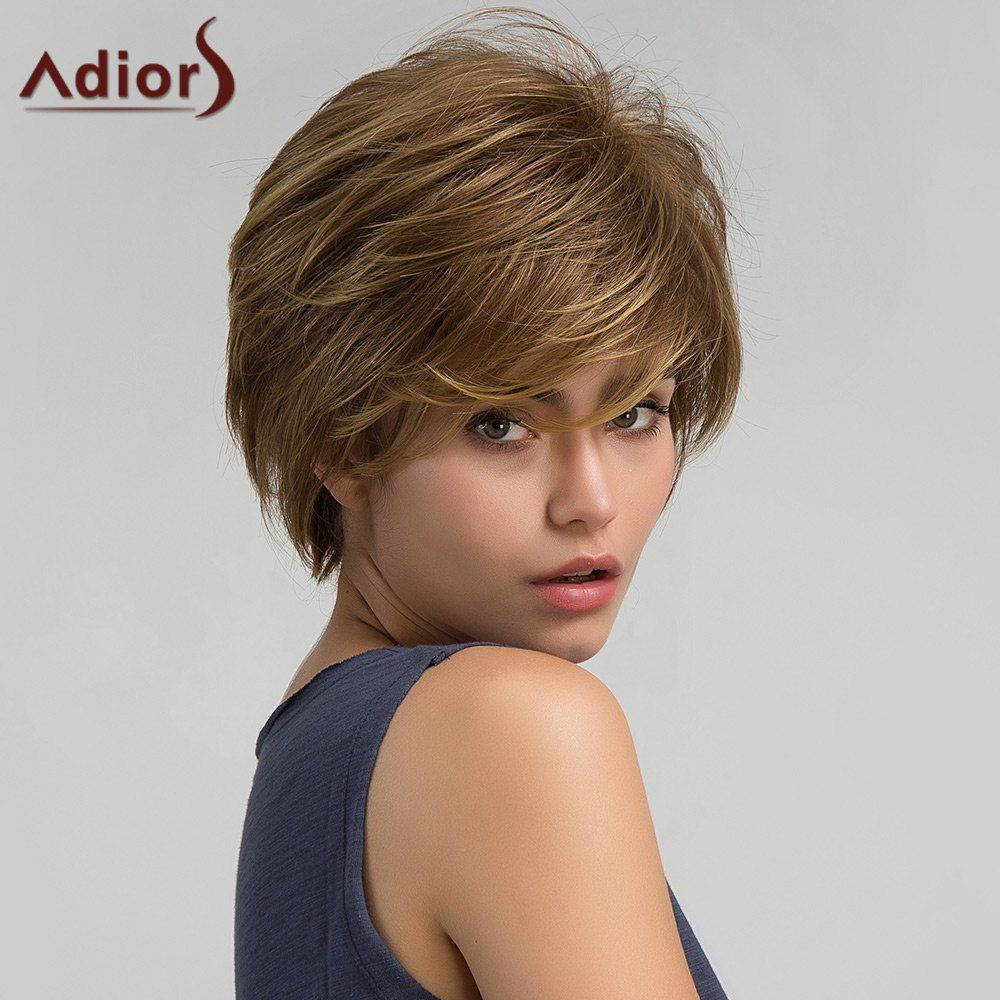 [26 Off] Adiors Short Side Bang Layered Shaggy Straight Synthetic Wig