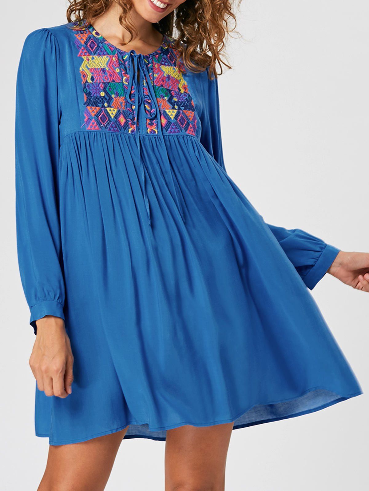 33 OFF Embroidered Long Sleeve Babydoll Dress Rosegal 33 OFF Embroidered Long Sleeve Babydoll Dress Rosegal