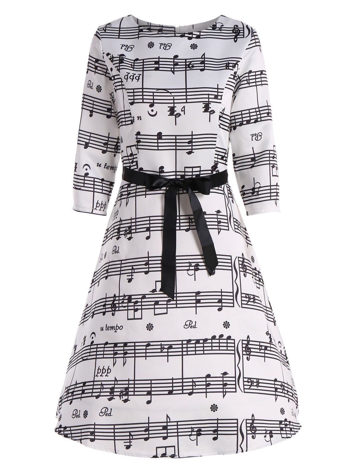 [28% OFF] Vintage Music Note A Line Dress | Rosegal