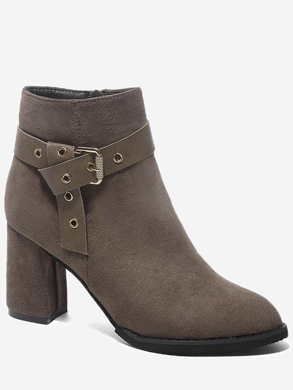 [40% OFF] Adjustable Buckle Strap Embellished Ankle Boots | Rosegal