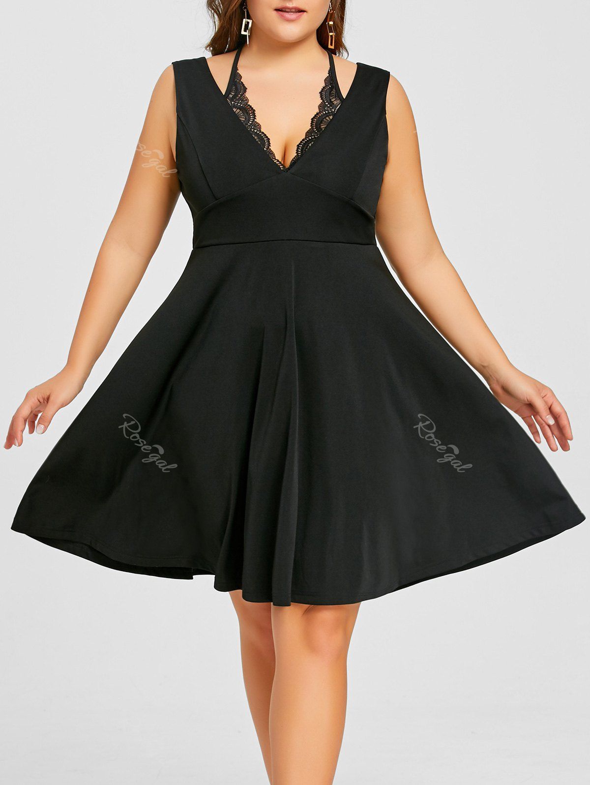 31 Off Plus Size Low Cut High Waist Dress Rosegal
