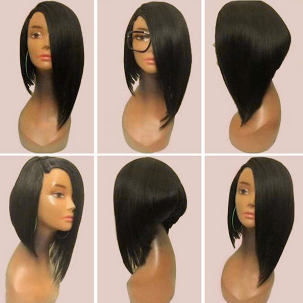 37 Off Medium Side Parting Straight Asymmetric Inverted Bob Synthetic Wig Rosegal