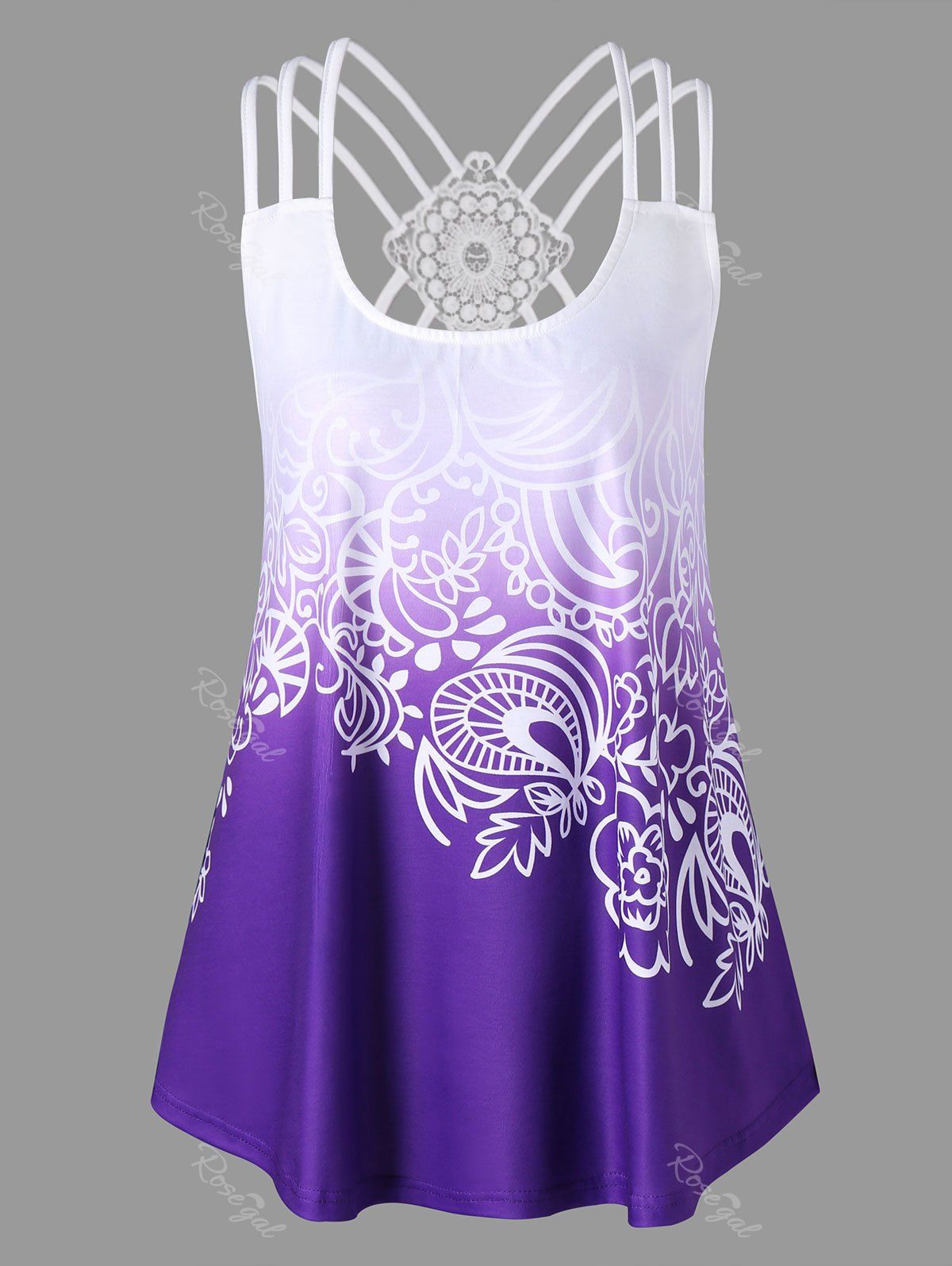 58 Off Strappy Back Plus Size Print Tank Top Rosegal