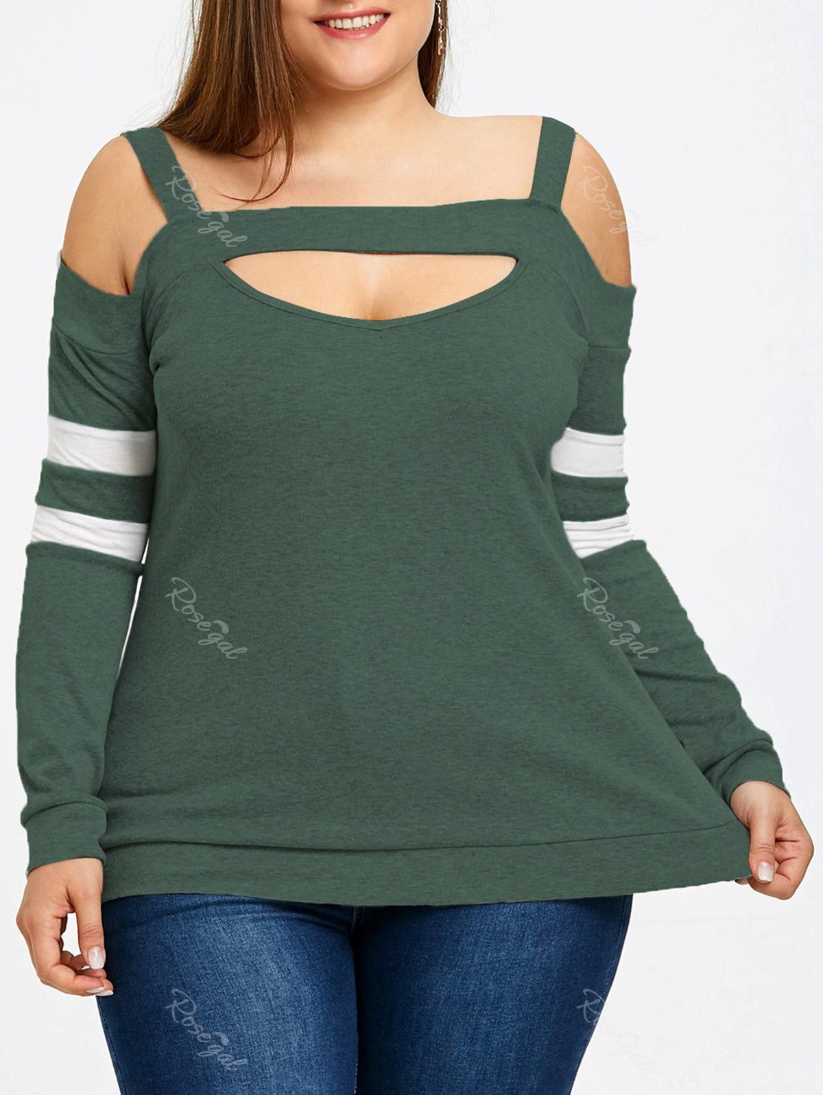 43 Off Plus Size Cut Out Open Shoulder Top Rosegal