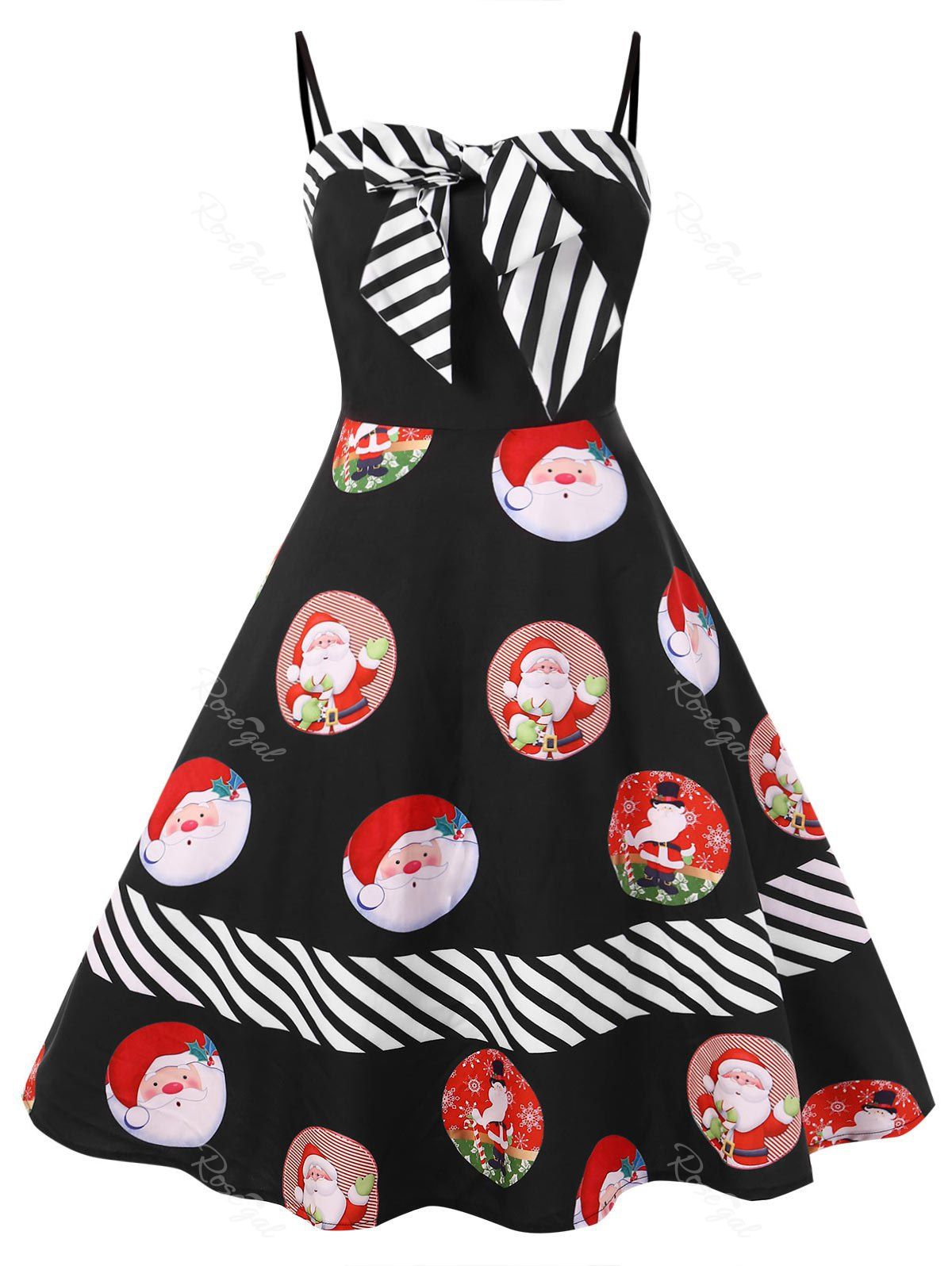 Christmas Plus Size Santa Claus Print Pin Up Dress [41 Off] Rosegal