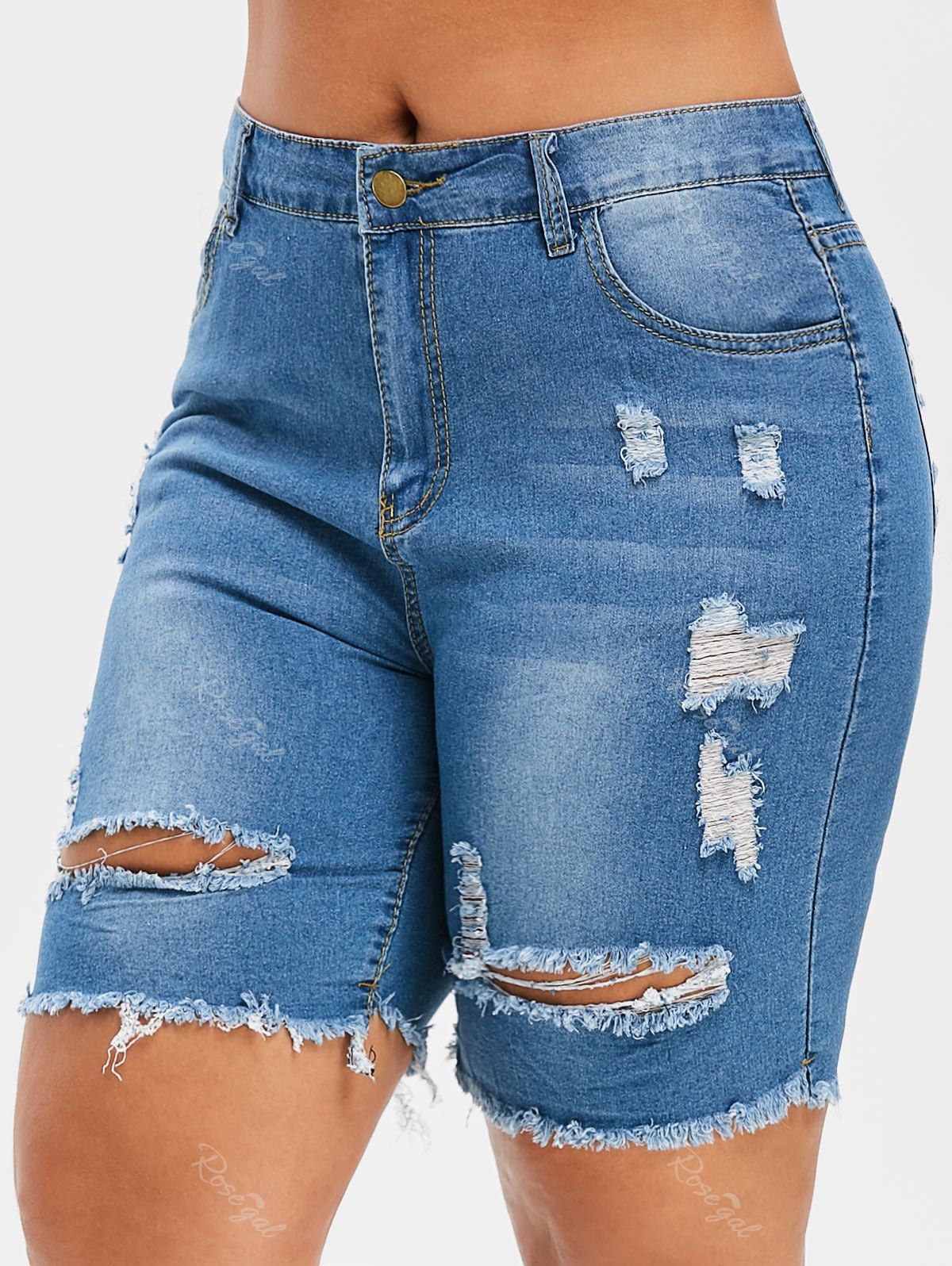 46 OFF Plus Size Distressed Bermuda Jean Shorts Rosegal 46 OFF Plus Size Distressed Bermuda Jean Shorts Rosegal