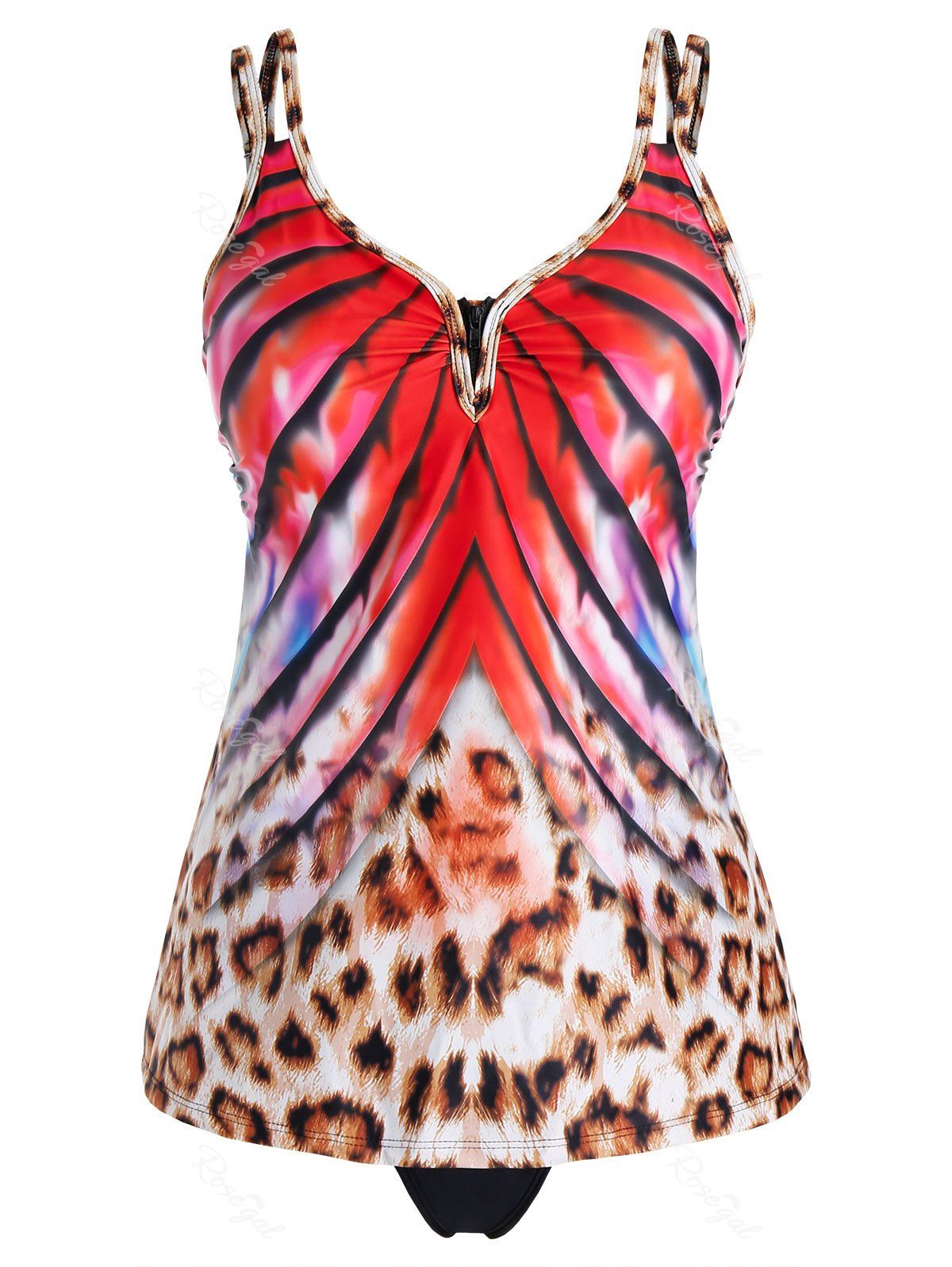 Plus Size Dual Strap Leopard Print Tankini Swimwear [37 Off] Rosegal