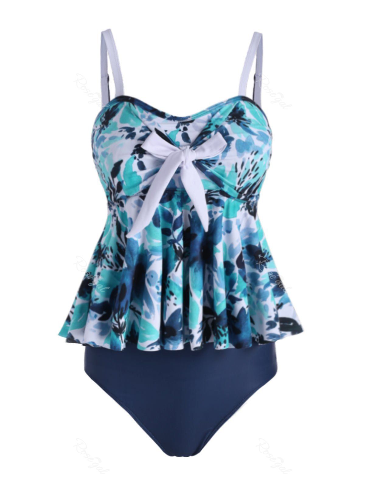 Floral Leaf Knot Tankini Swimwear [44 Off] Rosegal