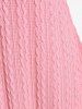 Plus Size Raglan Sleeve Cable Knit Panel Colorblock Lace Up Tee [44% ...