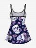Gothic 3D Skull Floral Printed Backless Tankini Top(Adjustable Straps ...