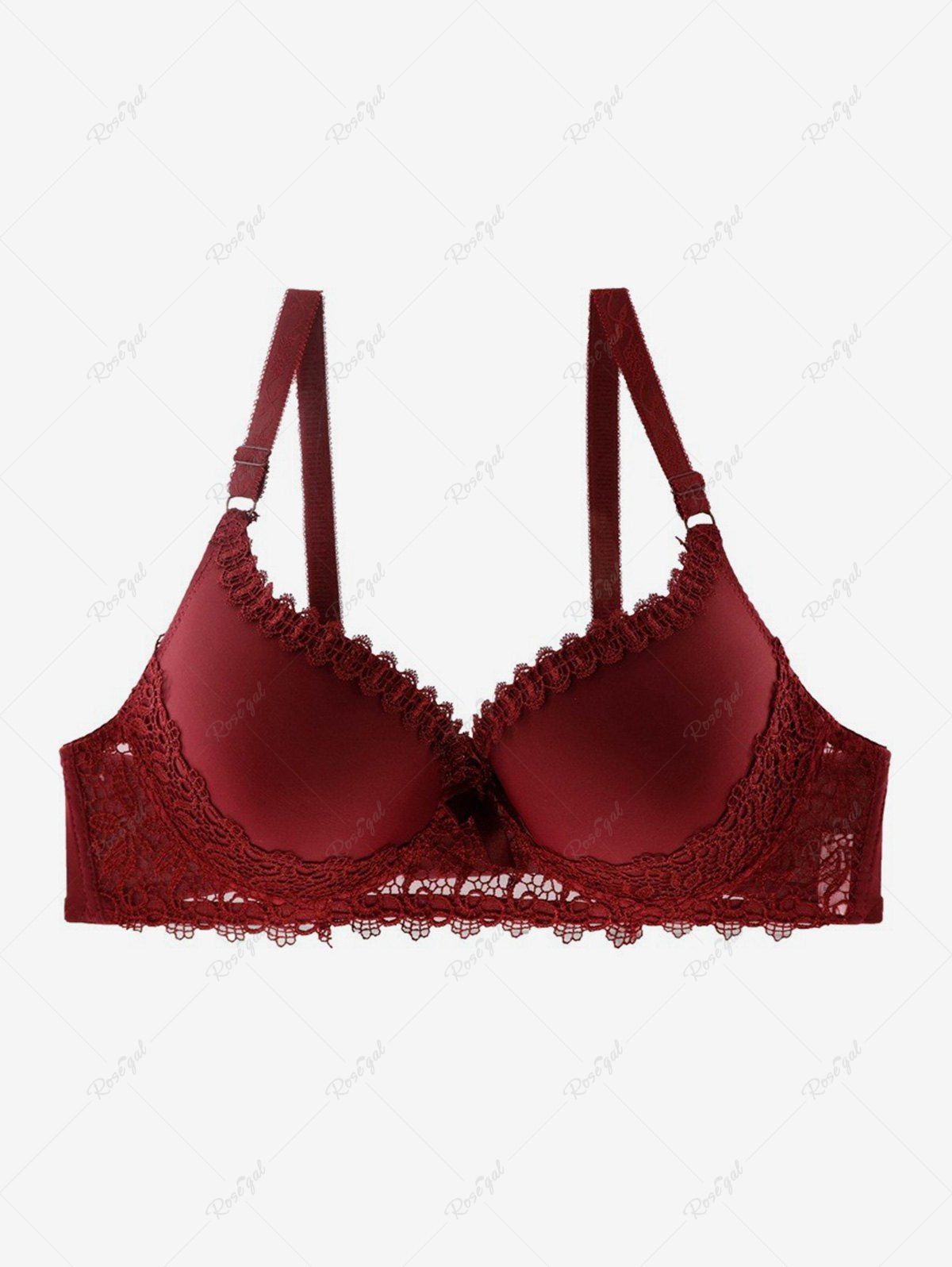Plus Size Floral Lace Panel Underwire Bra [40 Off] Rosegal